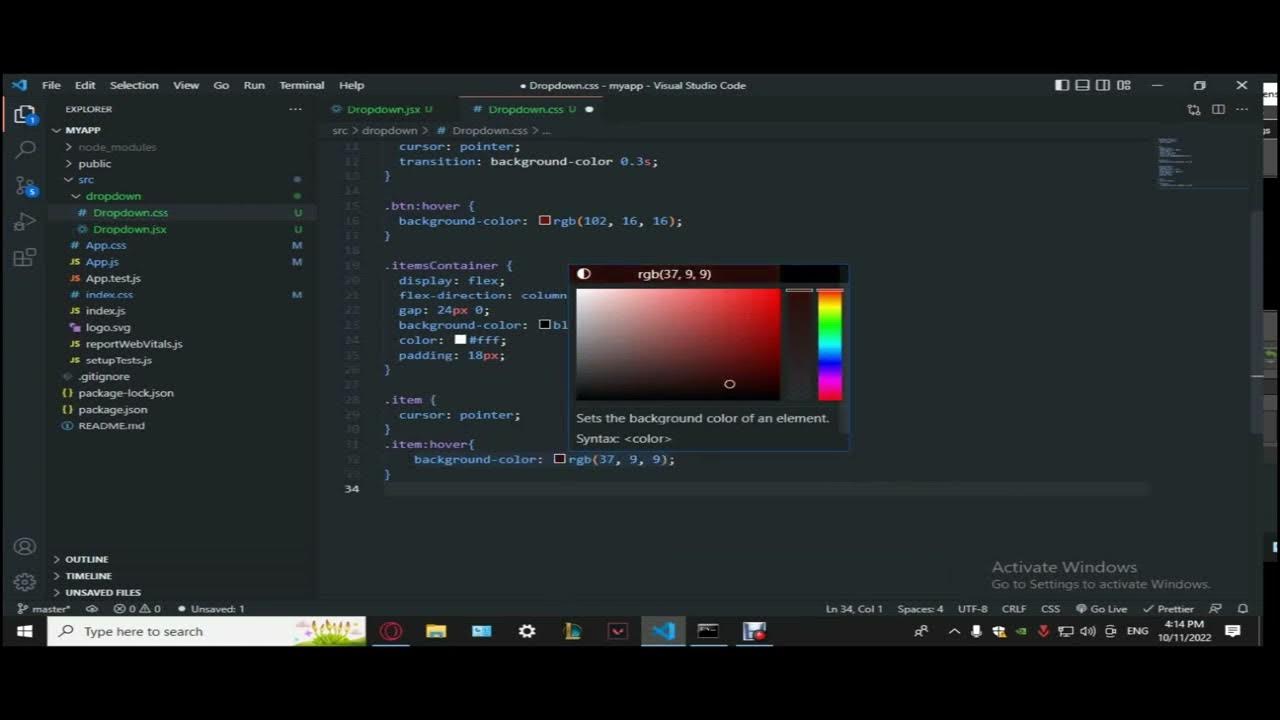 ReactJS hoverable dropdown using conditional rendering - YouTube
