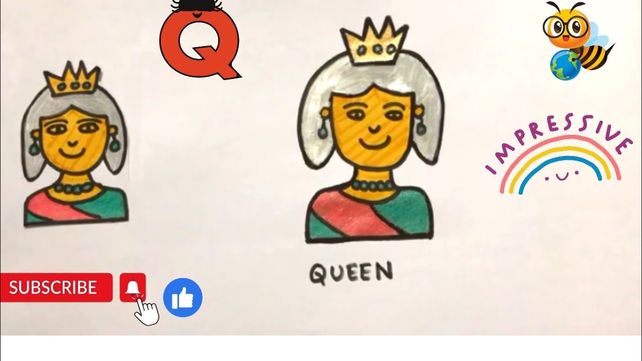 how to draw queen | how to draw letter q | upper and lower case | color ...
