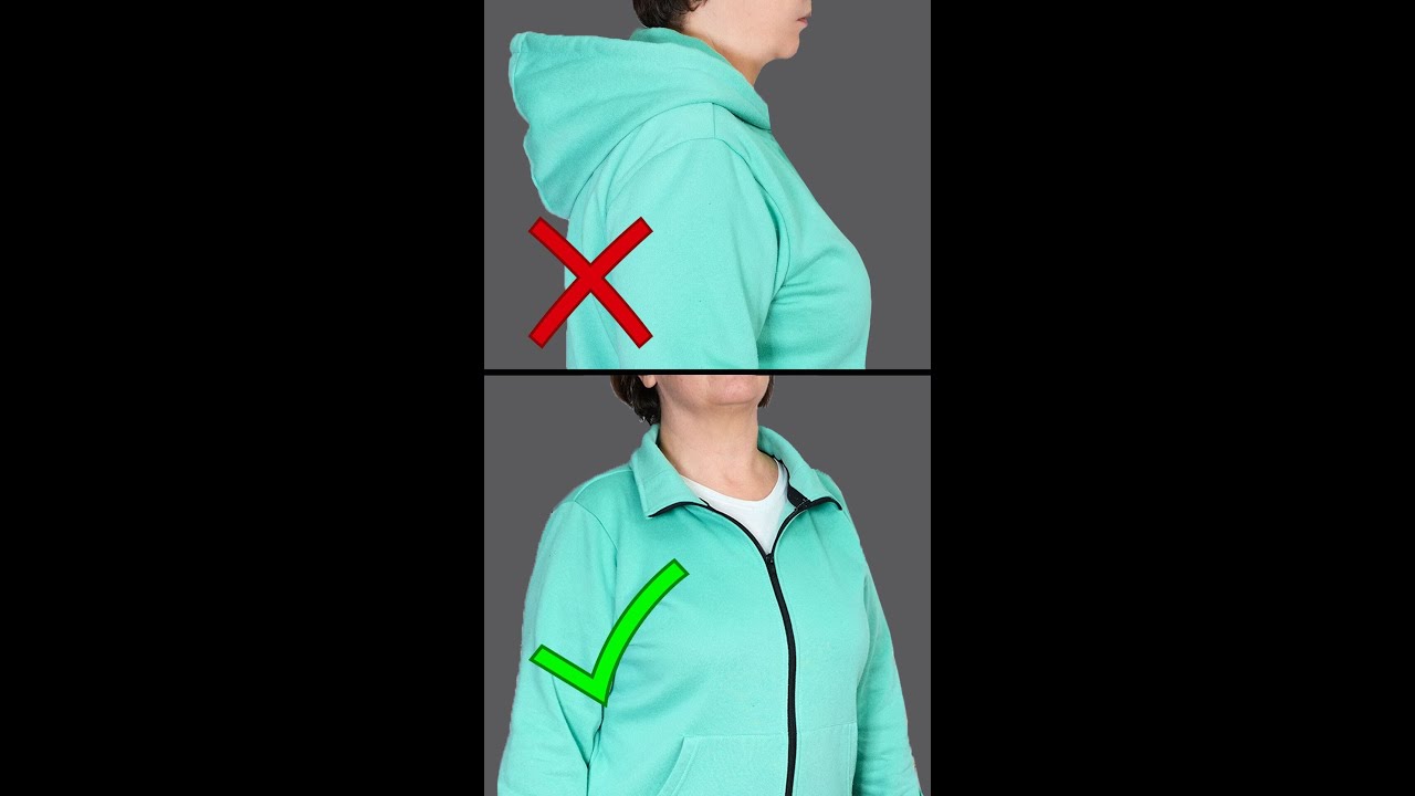 How to transform the hood on a hoodie into a stand-up collar easily ...