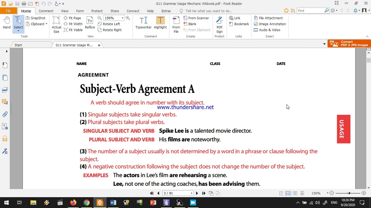 Grammar Number & Subject ver agreement 2020 09 20 - YouTube