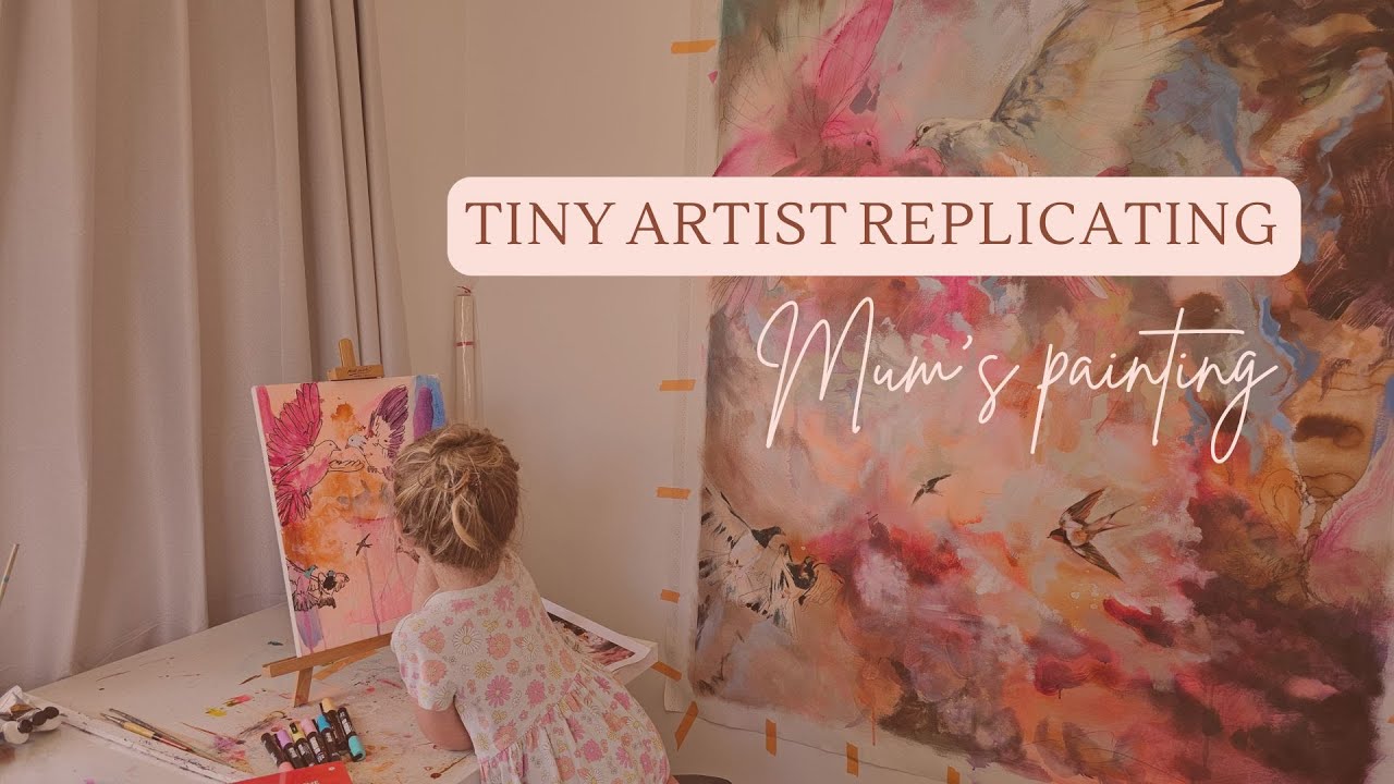 Tiny artist replicating Mum's painting! - YouTube