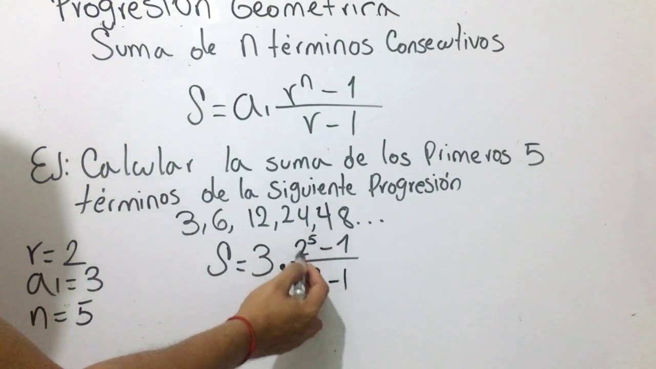 Suma de N términos consecutivos en una progresión Geométrica - YouTube