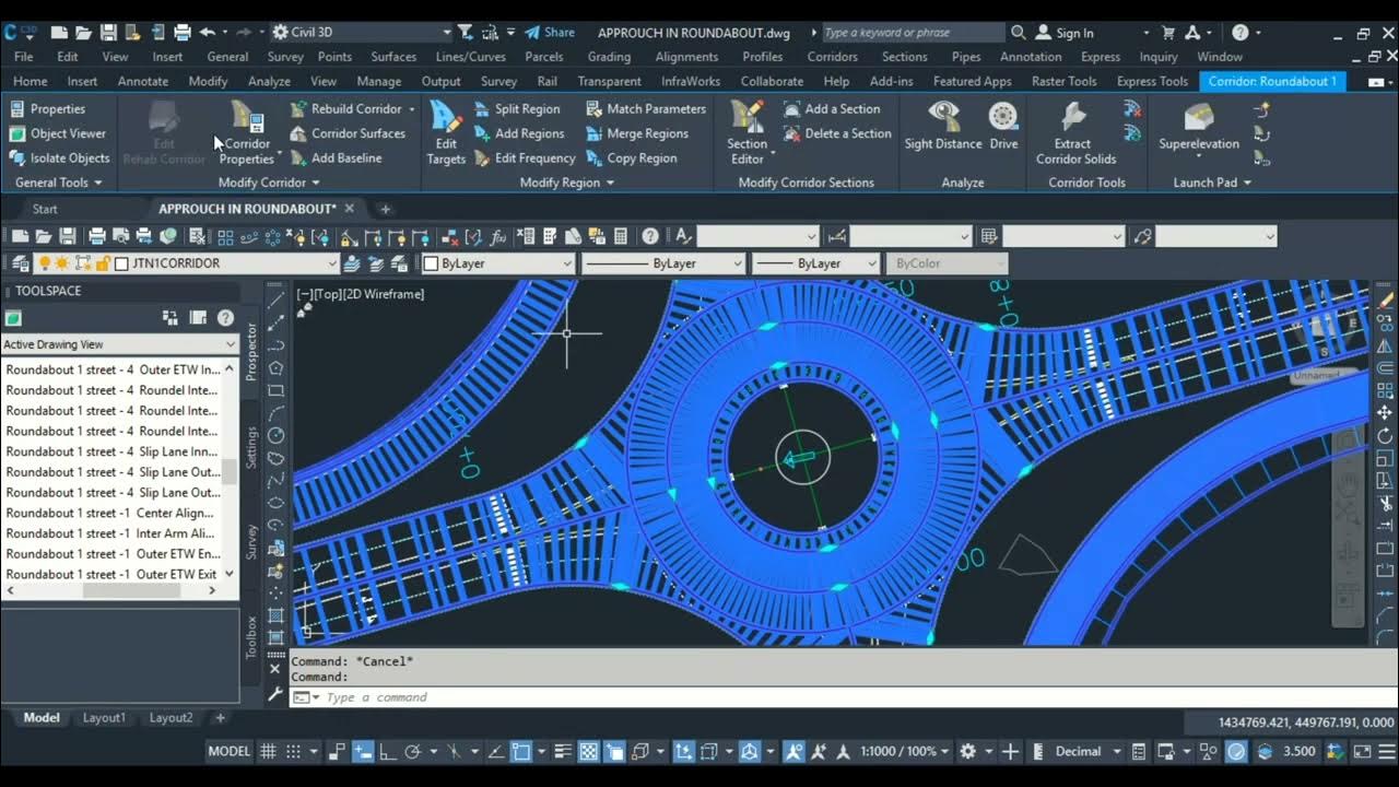 corridor roundabout in civil 3d - YouTube