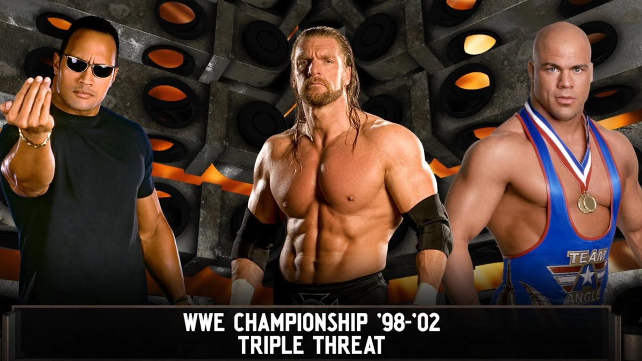WWE 2K24: Kurt Angle vs. The Rock vs. Triple H – WWE Title Triple Threat Match: Raw, Oct. 23 ...