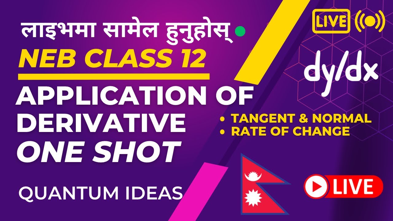 NEB Class 12 Maths Application of Derivatives Part 1🔥|One Shot Live🟢| Quantum Ideas - YouTube