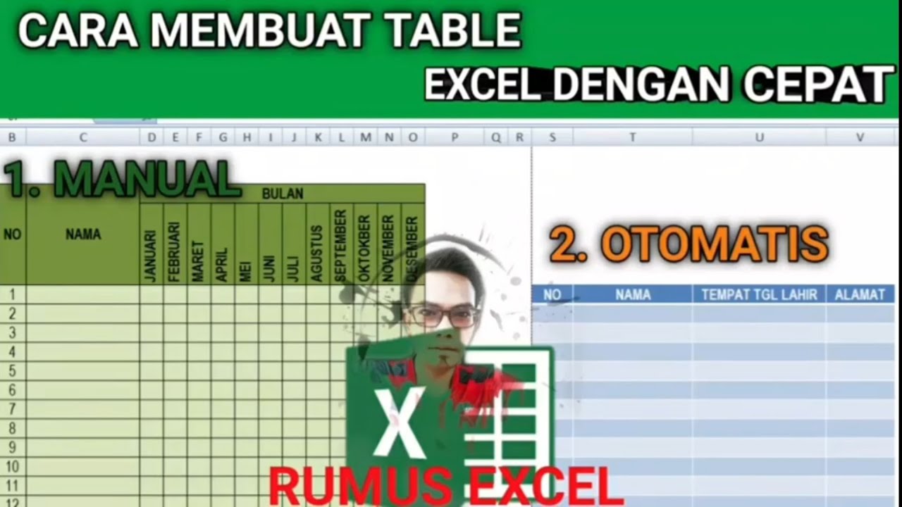 Tutorial #35 CARA MEMBUAT TABLE OTOMATIS & MANUAL DI EXCEL - YouTube