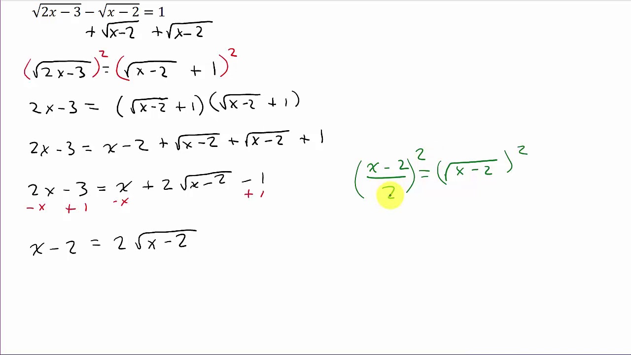 Solving A Square Root Equation Example 3 Two Radicals YouTube