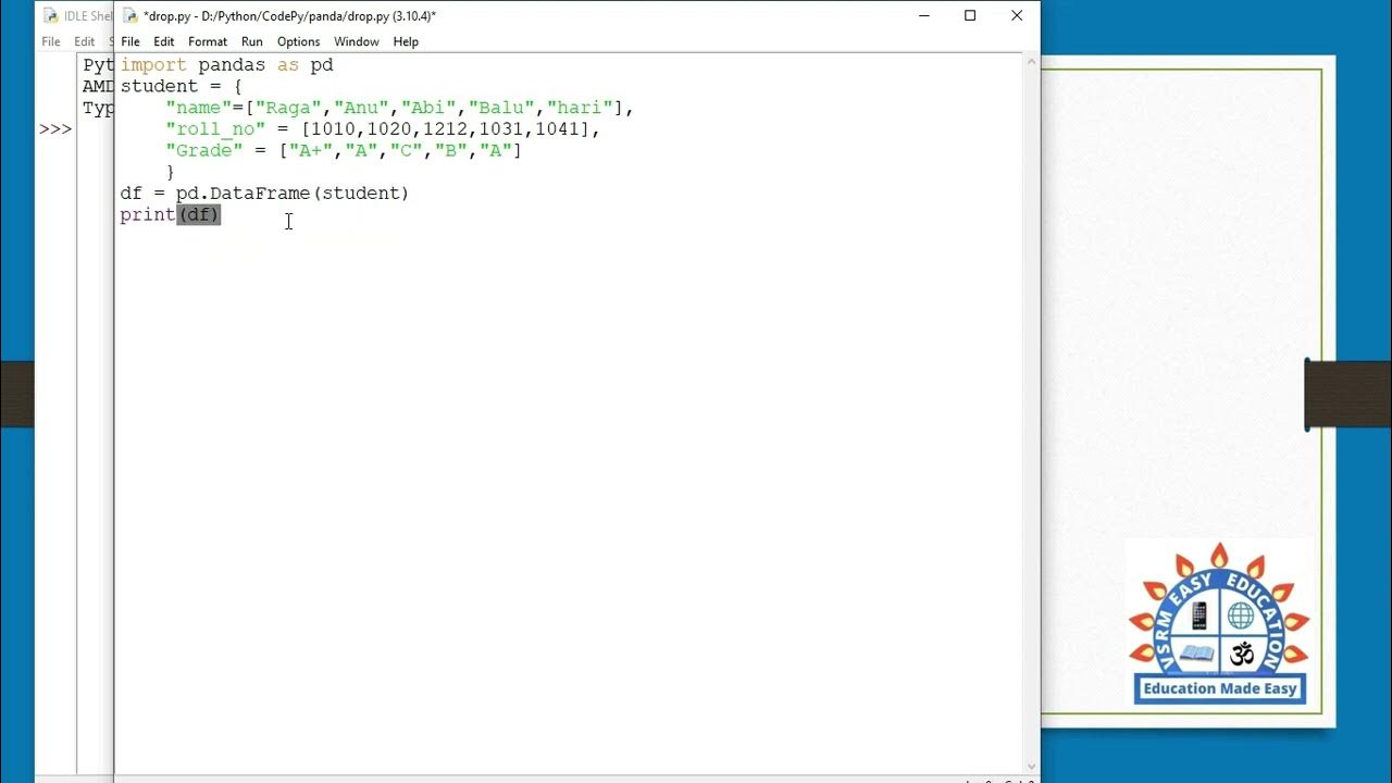 Pandas Data Frame - drop method in Python Programming in Tamil - YouTube