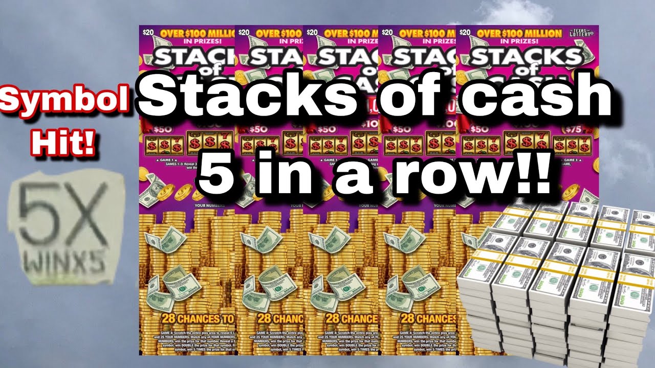 5 stacks of cash in a row!!! $100 Texas lottery scratch off ticket ...