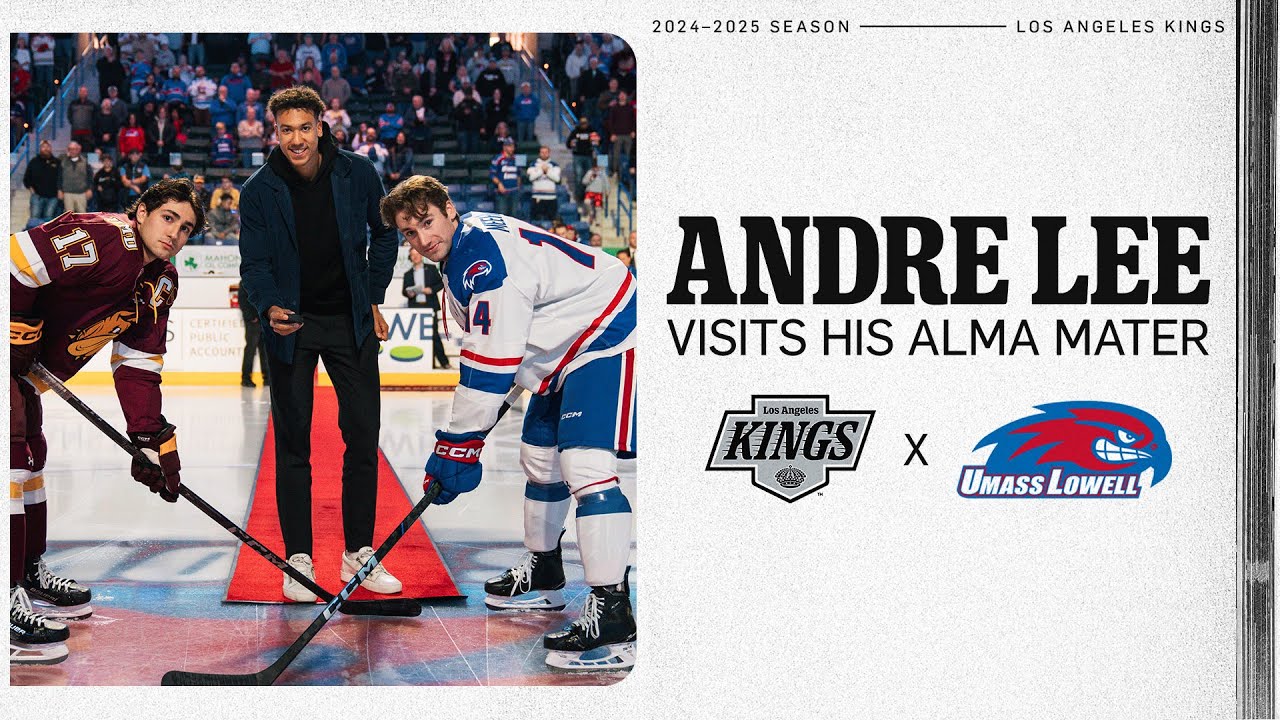 LA Kings Rookie Andre Lee Drops the Puck at UMass-Lowell's Home Opener! | Spotlight - YouTube