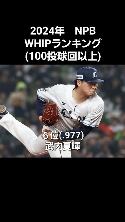 2024年NPB WHIPランキング #プロ野球 #npb #baseball #セリーグ #パリーグ#ピッチャー #whip - YouTube