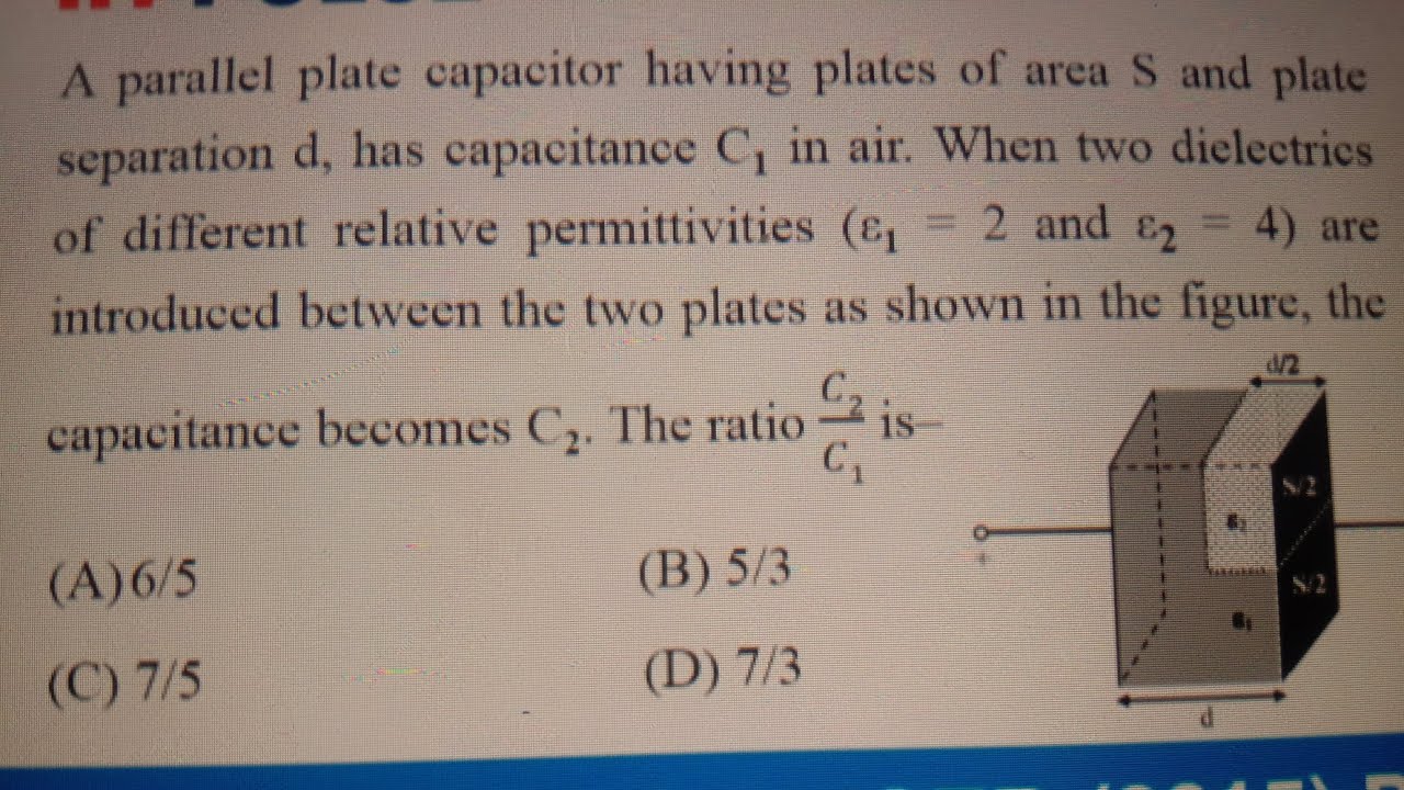 A parallel plate capacitor having plates of area S and plate separation ...