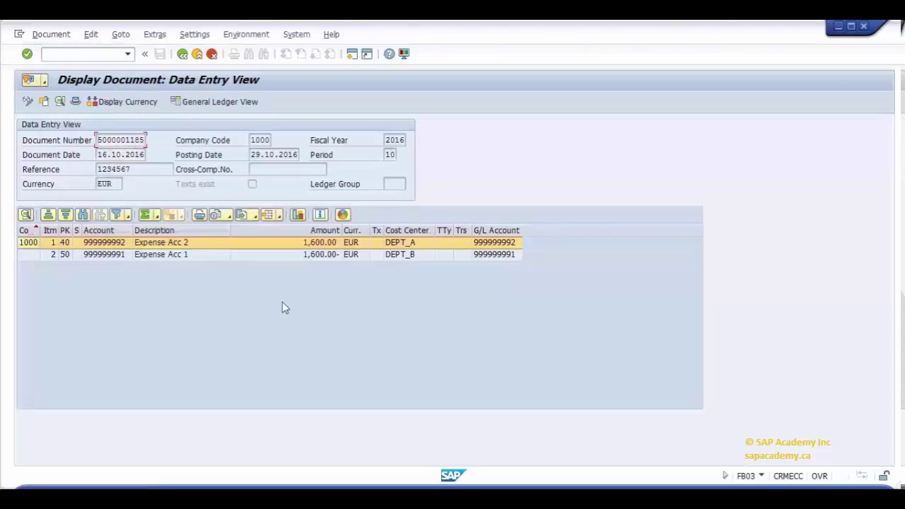 Video 9: End to End Exercise in the SAP SAP System (FICO) Part 2 - YouTube