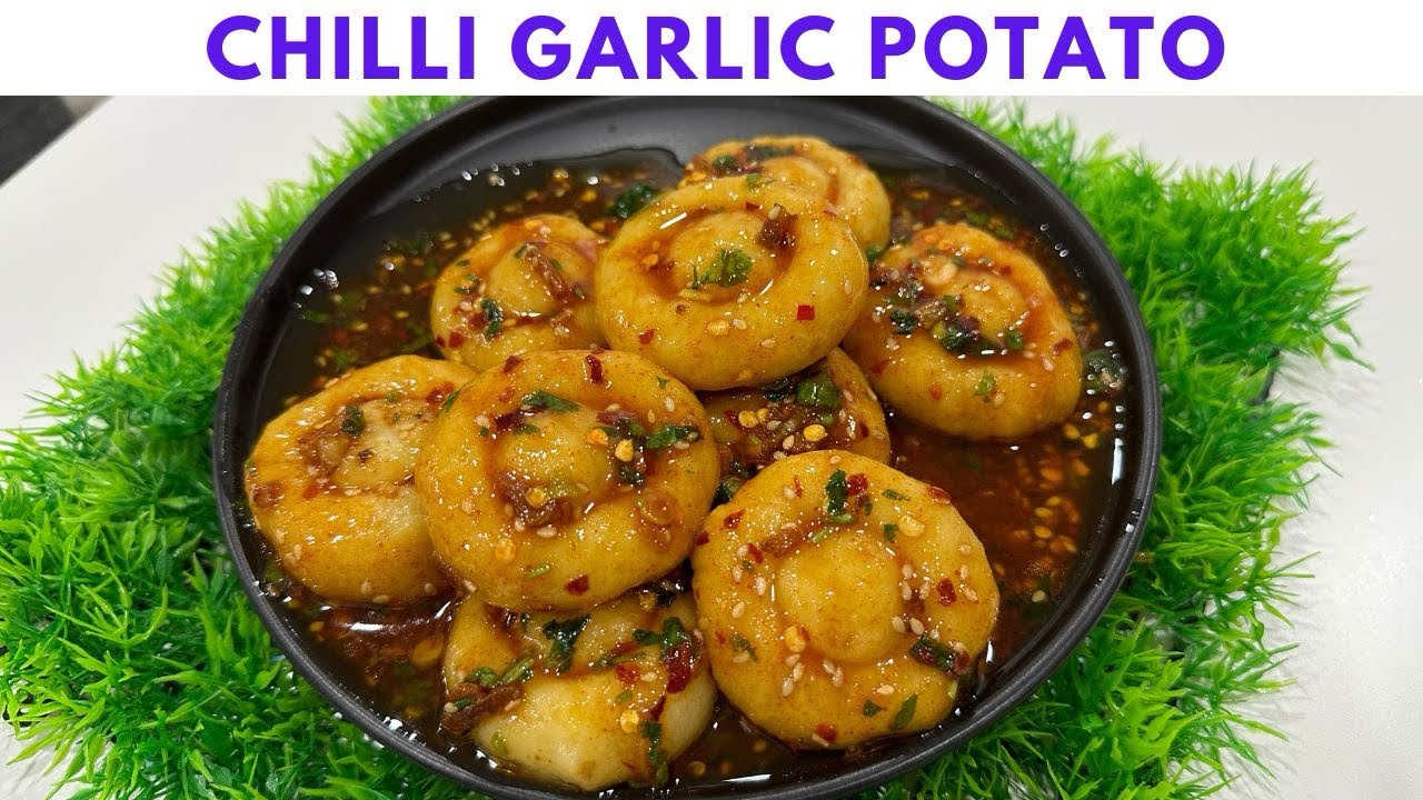 Viral Korean chilli garlic potato | Chilli garlic potato bites ...