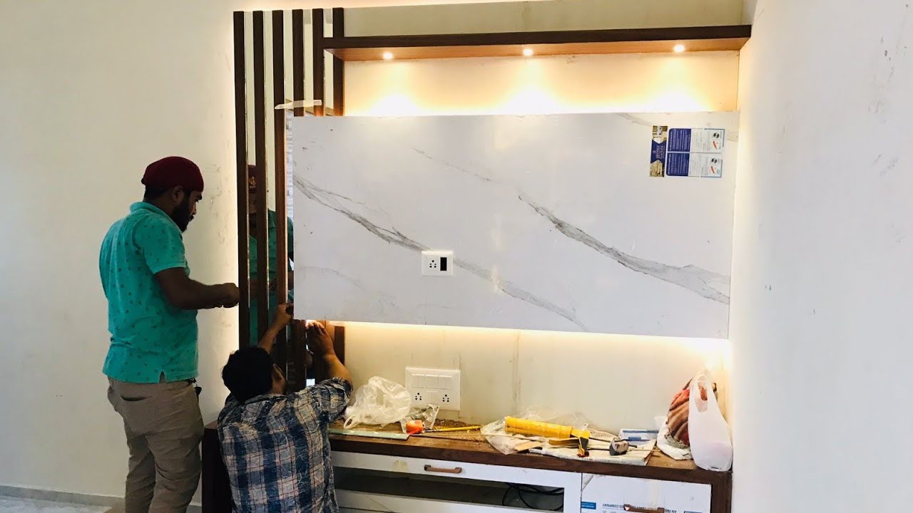 Tv Unit में Mirror Patti कैसे लगाते हैं ? How to Paste Mirror Patti in ...