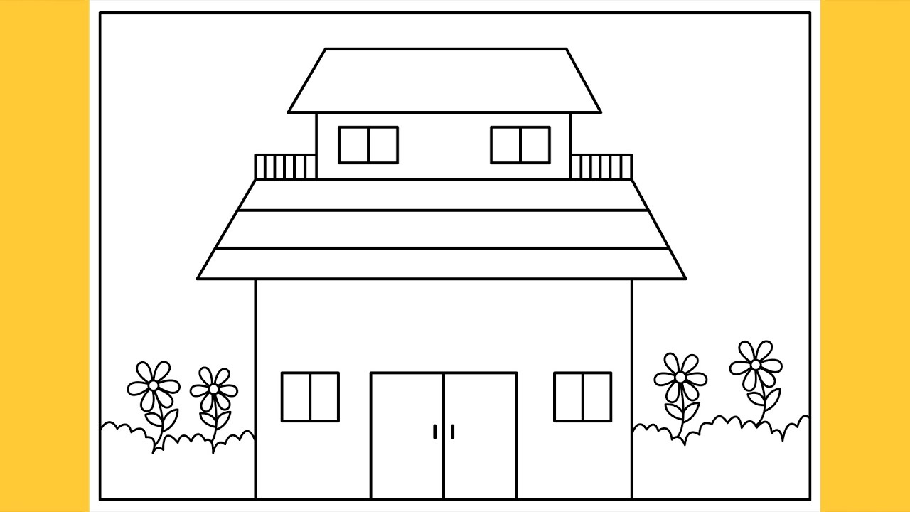 How to Draw a Simple House | Step by Step Tutorial | House Drawing Easy ...