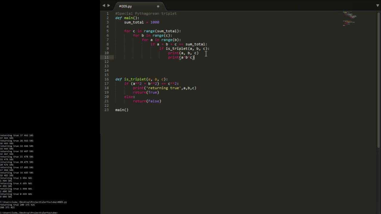 Python Beginner tutorial series using project Euler #9 - Special Pythagorean Triplet - YouTube