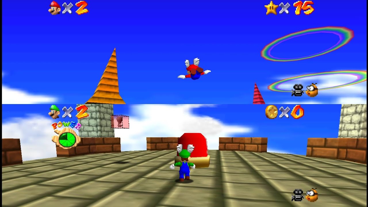 2-Player Super Mario 64 Co-op! - Tower of the Wing Cap - YouTube
