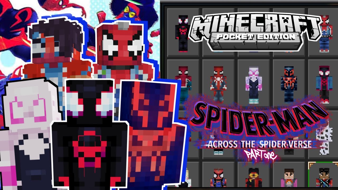 Skinpack Spiderman Across The Spider-Verse Minecraft pocket edition 1.19+ - YouTube