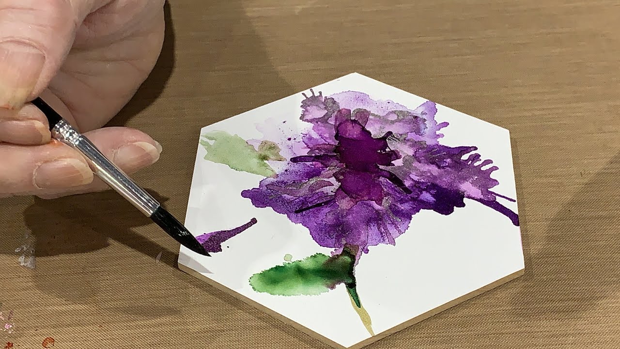 How to Paint a Flower using Alcohol Inks - Creativation 2020 - YouTube