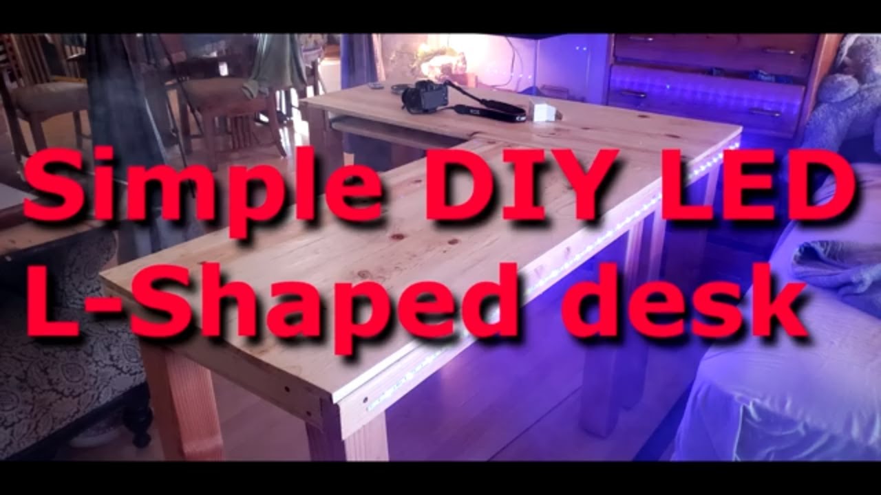 DIY Rustic L-Shaped Computer Desk with LED and On-Desk Power: A Scrap ...