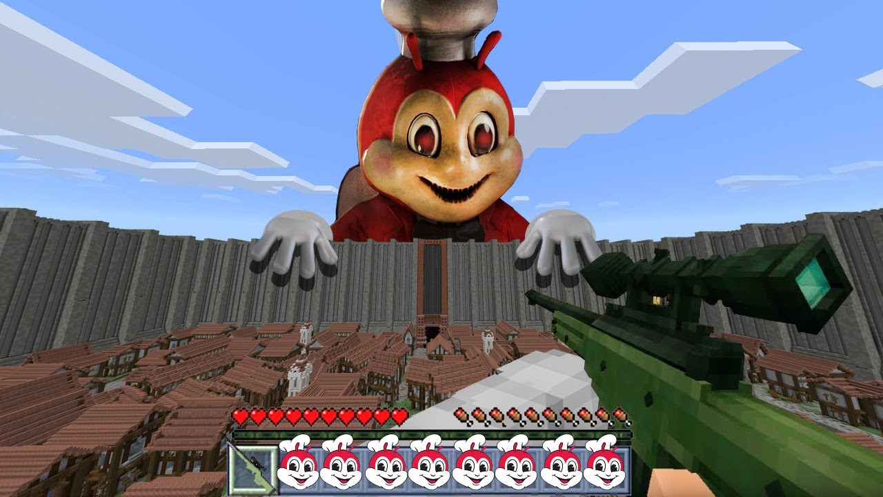 ATTACK ON TITAN JOLLIBEE IN MINECRAFT POCKET EDITION - YouTube