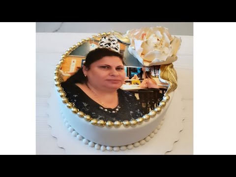Çox asan və gözəl fotopeçatlı yubiley tortunun hazırlanması.