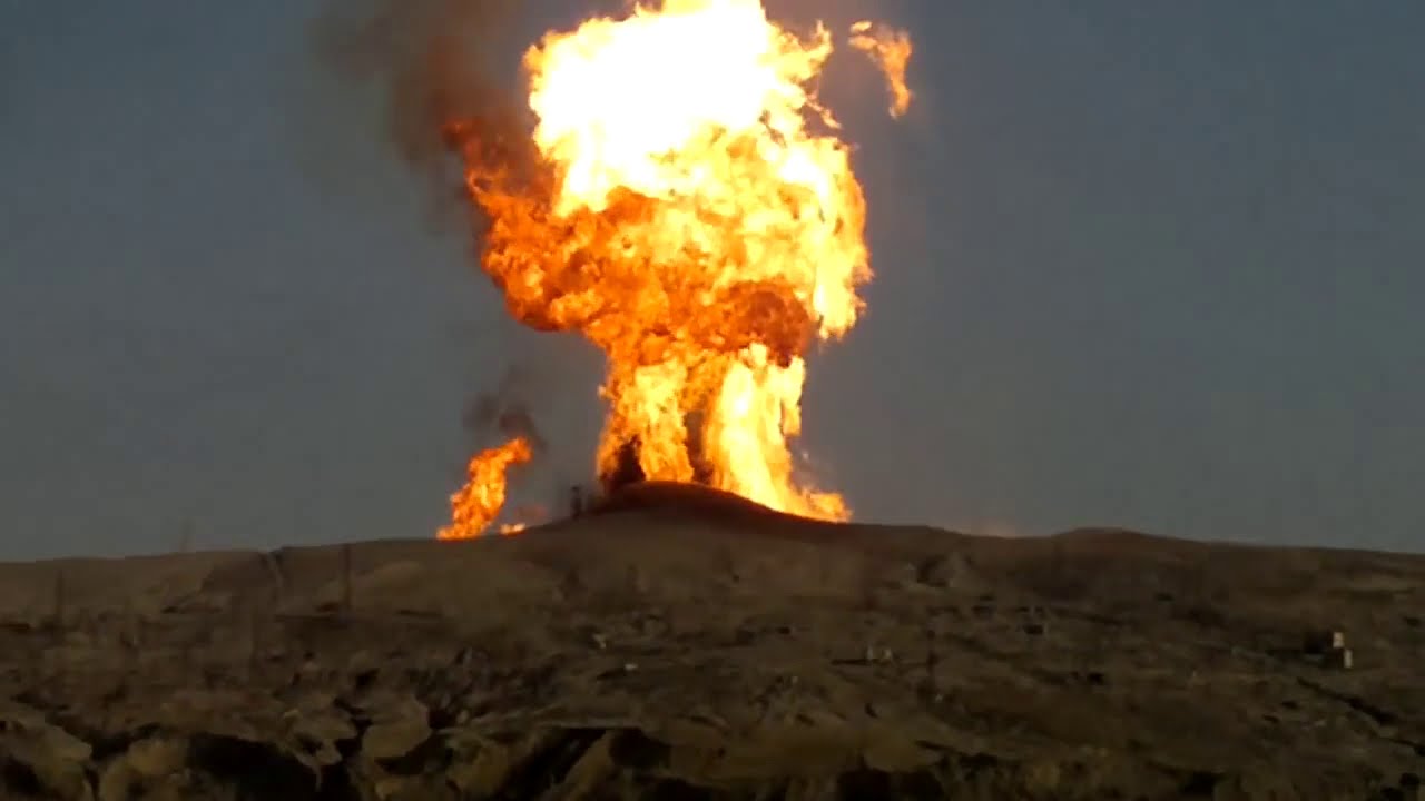 Mud volcano explosion with fireball - YouTube