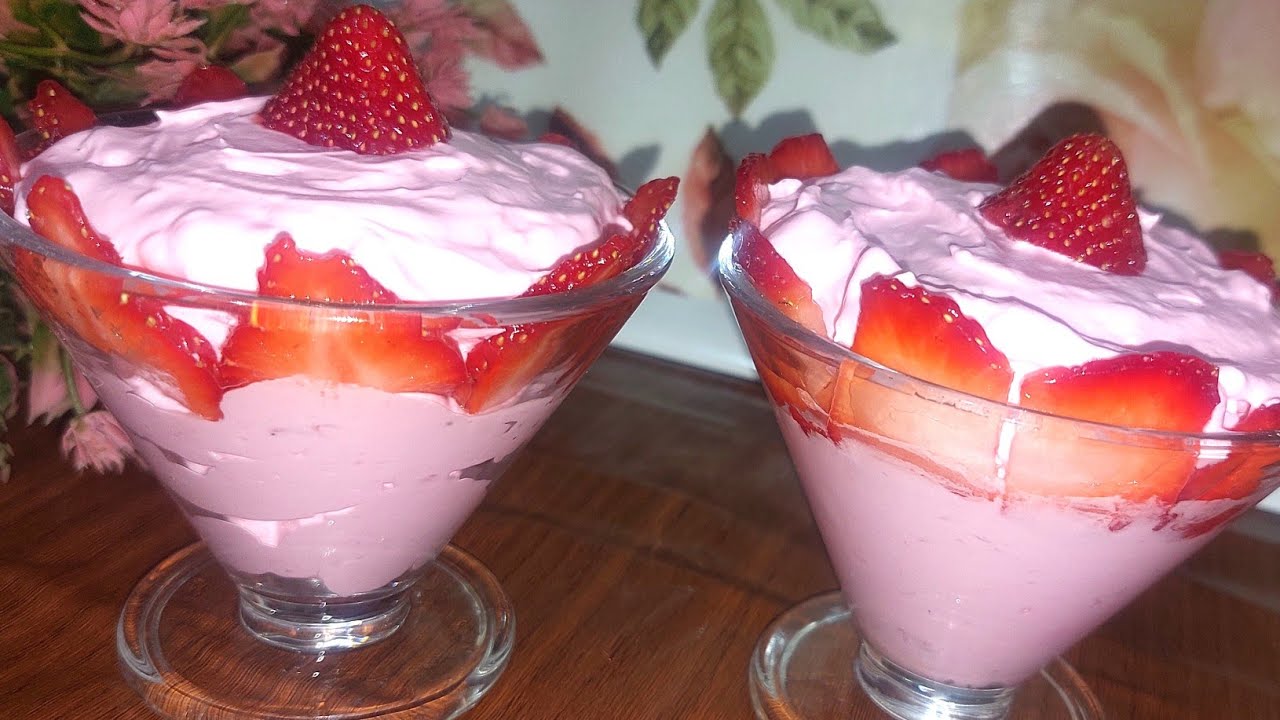 Strawberry Mousse Recipe|Easy Strawberry dessert|NO COOKING Recipe ...