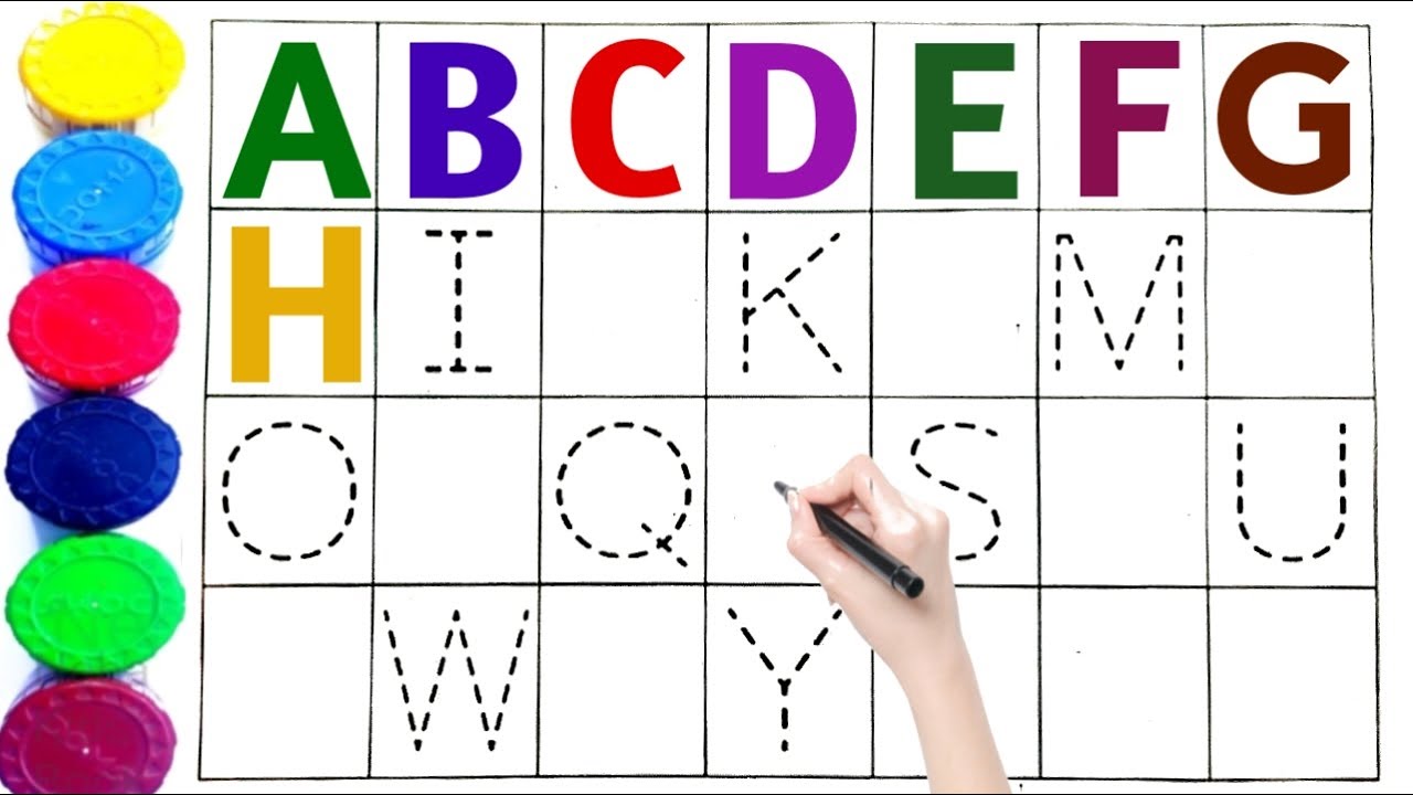 A to Z for kids | Collection for writing along dotted lines for ...