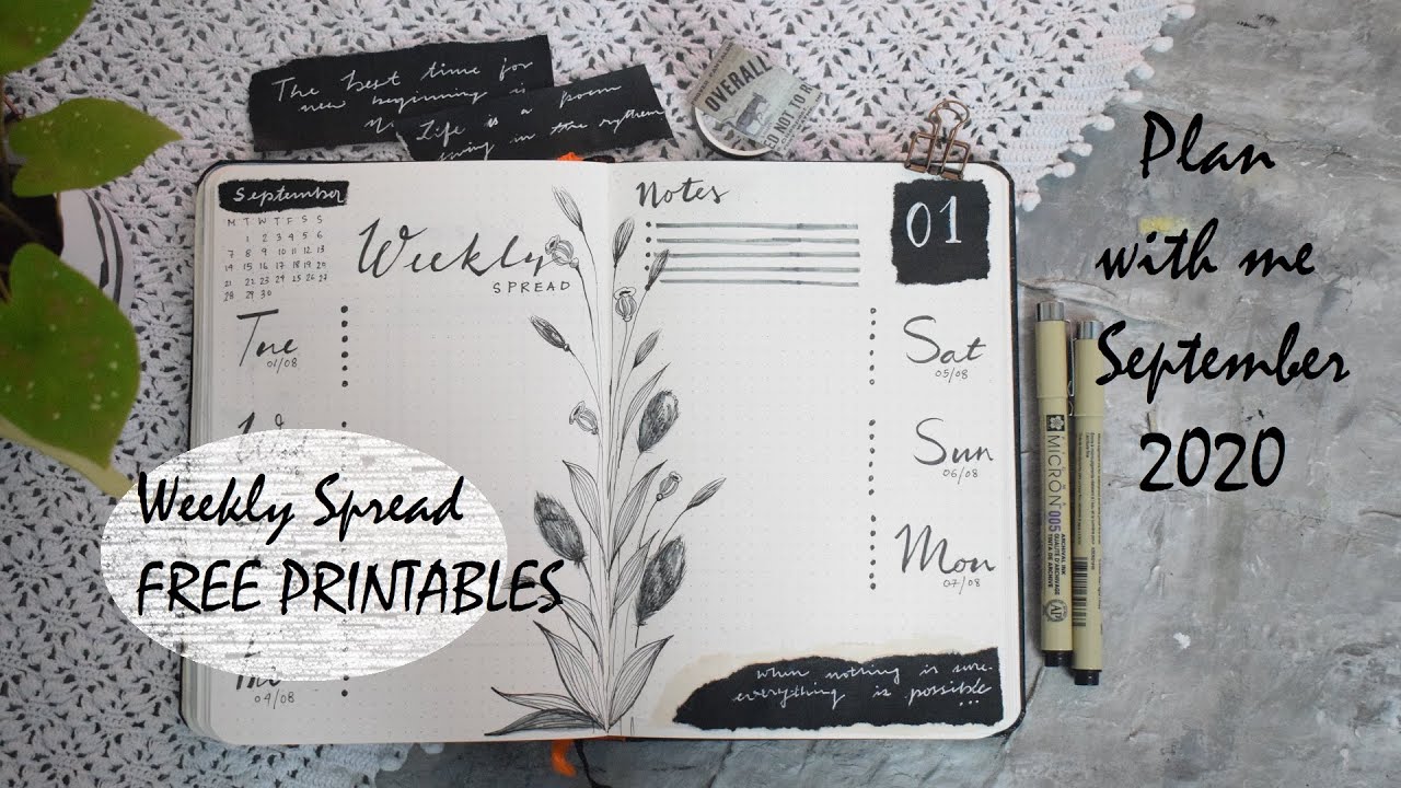 Plan with me September \\ Weekly Spread September \\ Free Printables ...