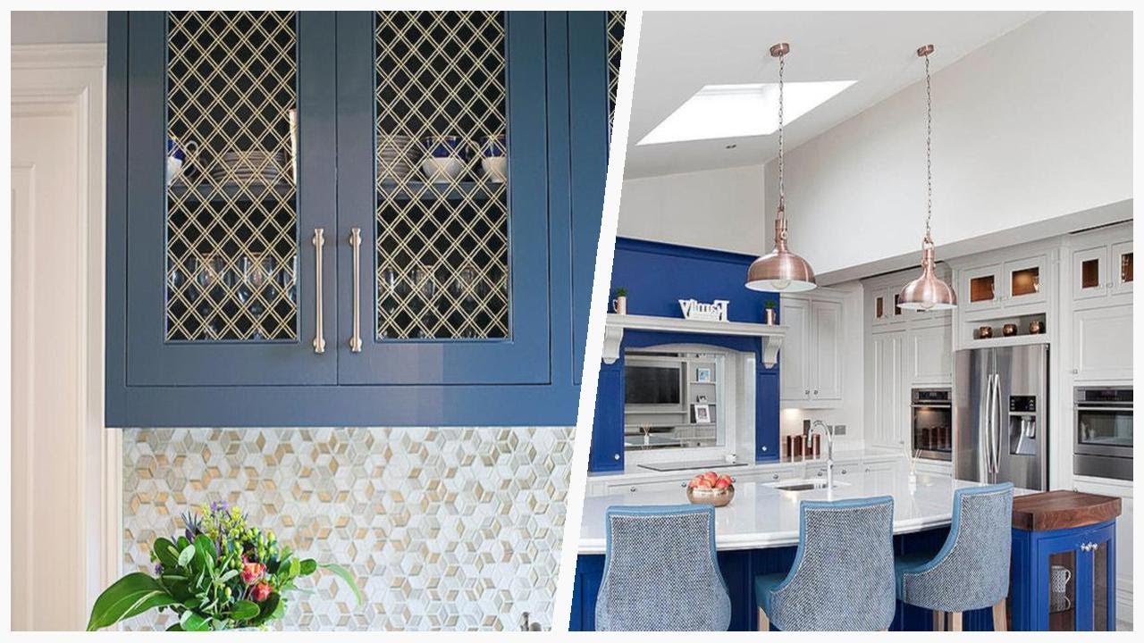 75 Kitchen With Louvered Cabinets And Blue Cabinets Design Ideas You'll ...