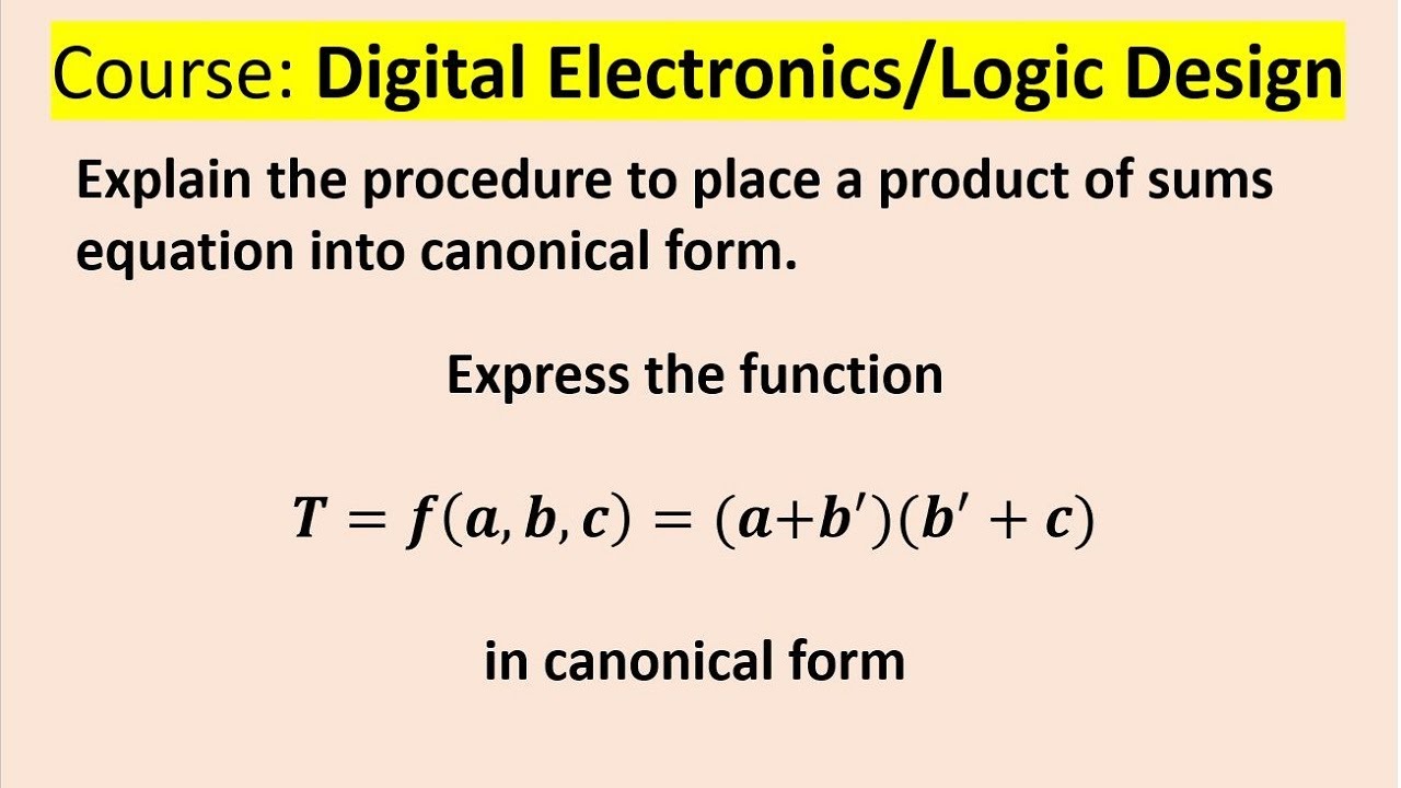 Express the function 𝑻=𝒇(𝒂,𝒃,𝒄)=(𝒂+𝒃^′)(𝒃^′+𝒄)in canonical form - YouTube