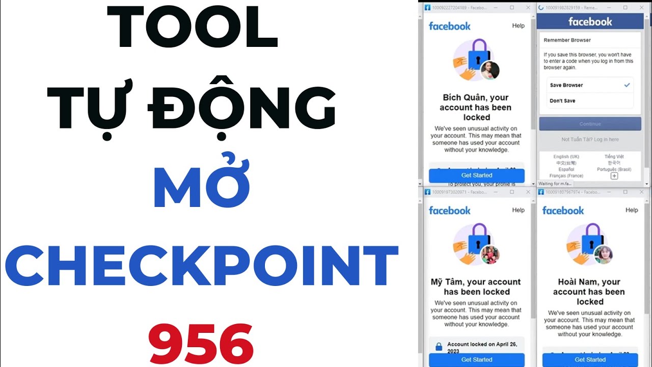 Tool Tự Động Mở Checkpoint 956 | Tool Mở Khóa Facebook - YouTube