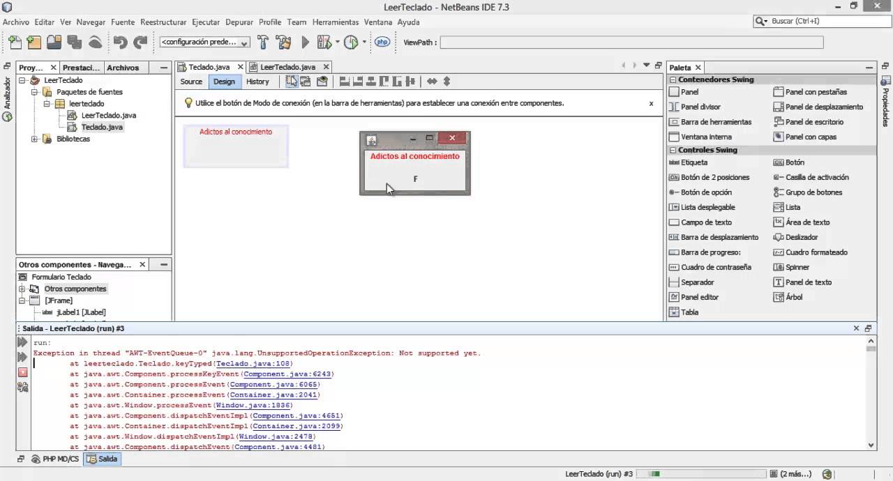 Eventos del teclado en java Netbeans - YouTube