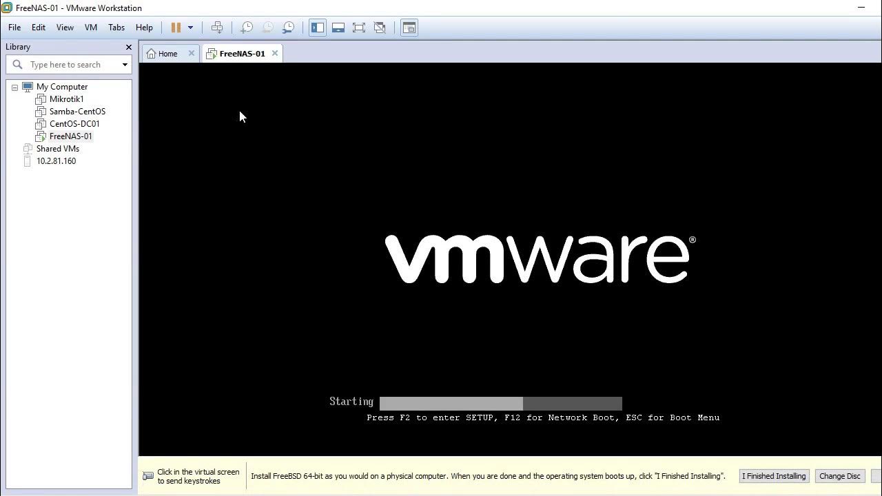 Tutorial Installation and basic configuration FreeNAS-9.10.2-U3 on VMWare Workstation - YouTube