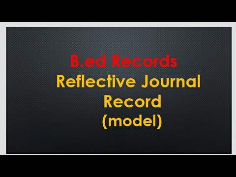 Reflective journal record for B.ed students/ B.ed commission records/B ...