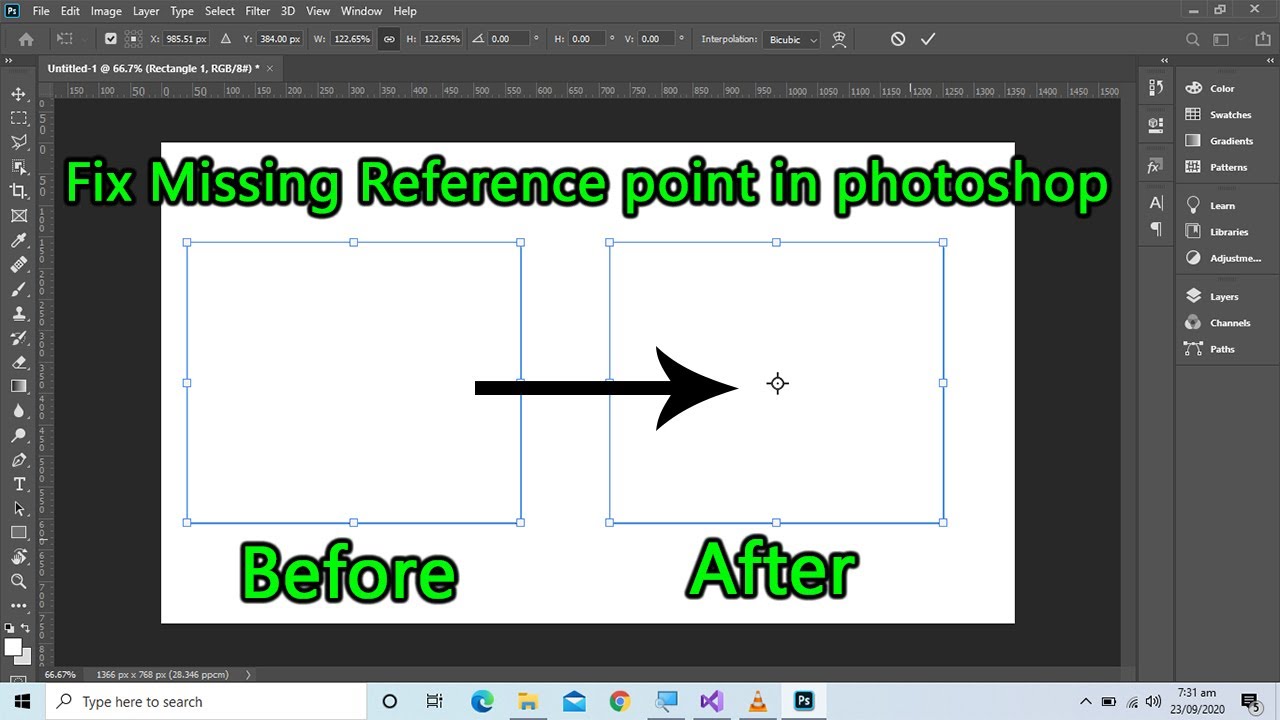 Solved: Transform Tool Missing Reference point in photoshop - YouTube