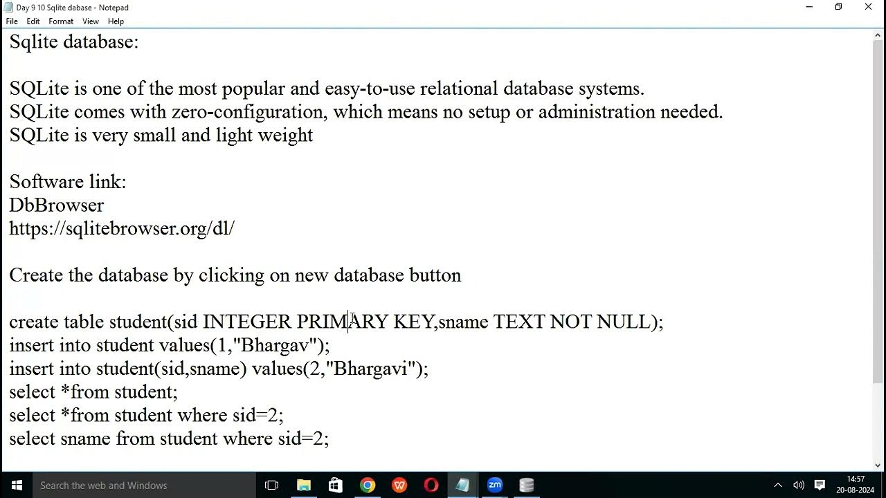 What is sqlite database and Basic sql commands - YouTube