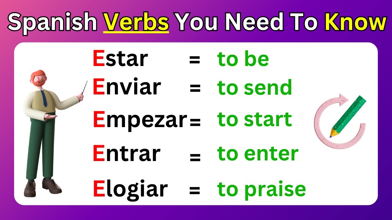 50 Common Spanish Verbs That Start With The Letter E | Learn Spanish ...
