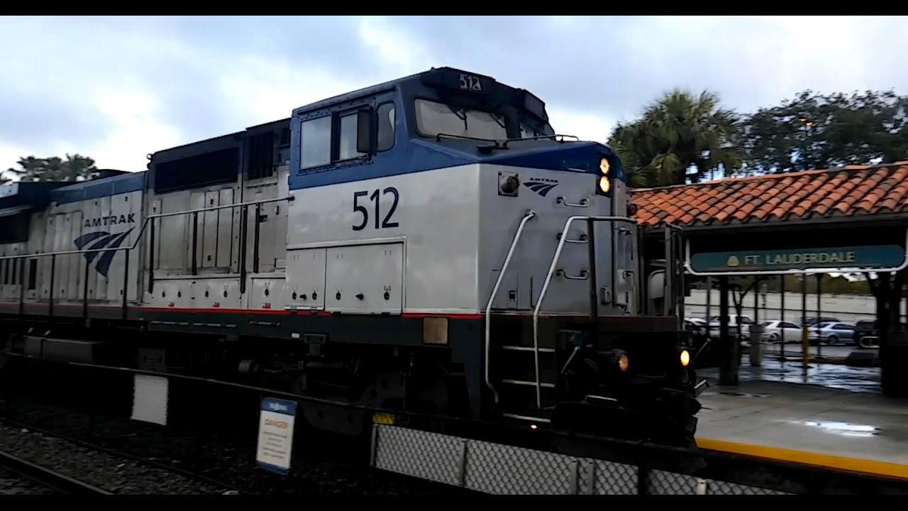 Amtrak Dash 8 and Tri-Rail meet at Fort Lauderdale (3.26.17) - YouTube