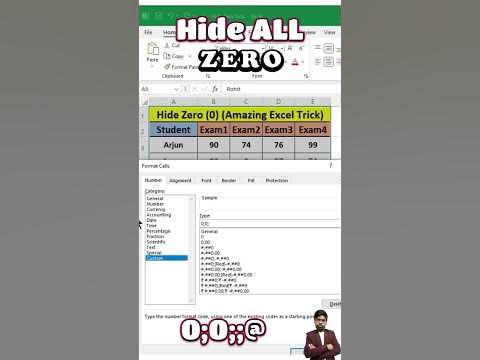 custom formatting tip to hide zeros in excel - excel tutoring - YouTube