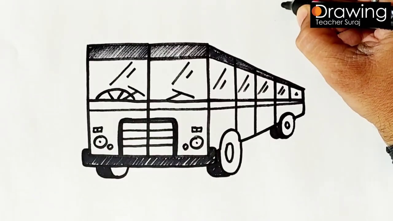 Very easy BUS drawing ever... || सबसे आसान और बेस्ट बस का चित्र बनाओ ️🧡 ...