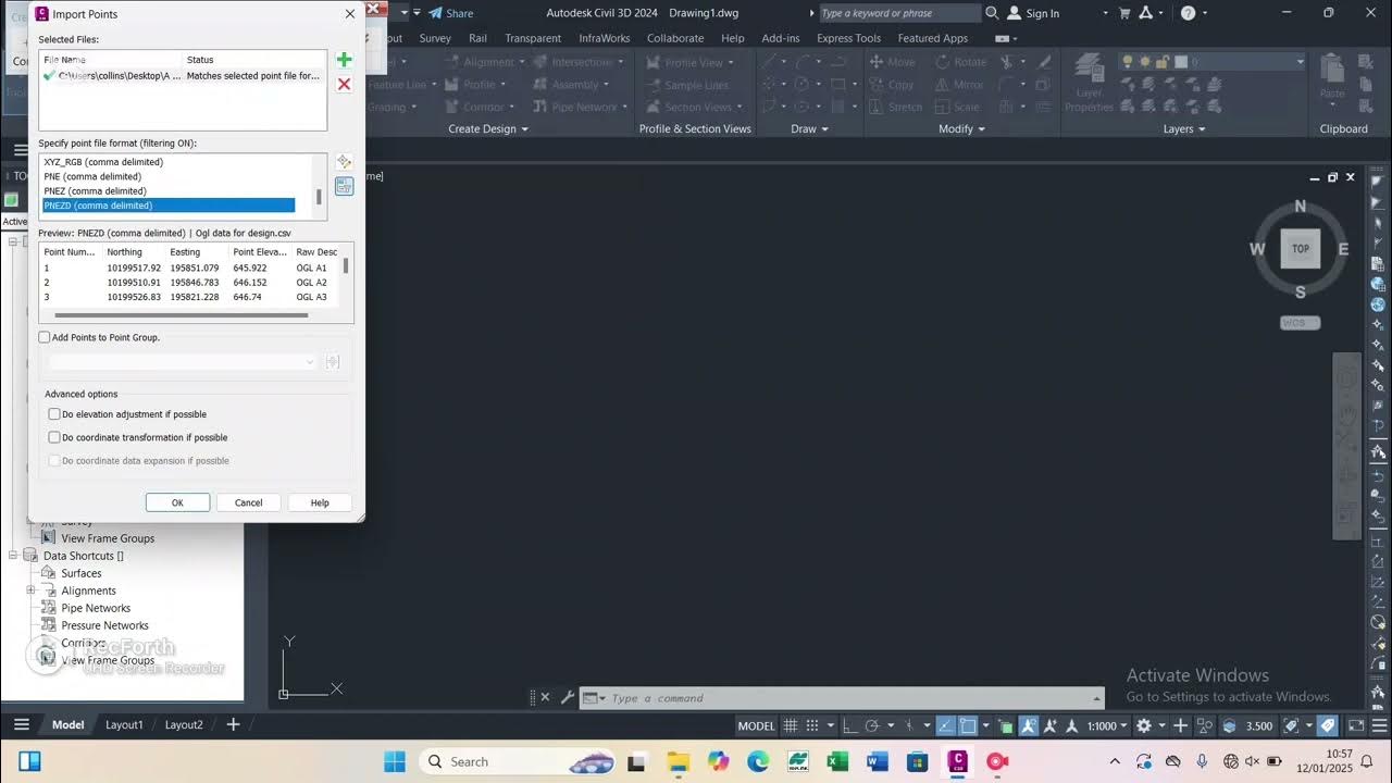 IMPORT POINTS USING CSV FILE / AUTOCAD CIVIL 3D ( 2025 ) - YouTube