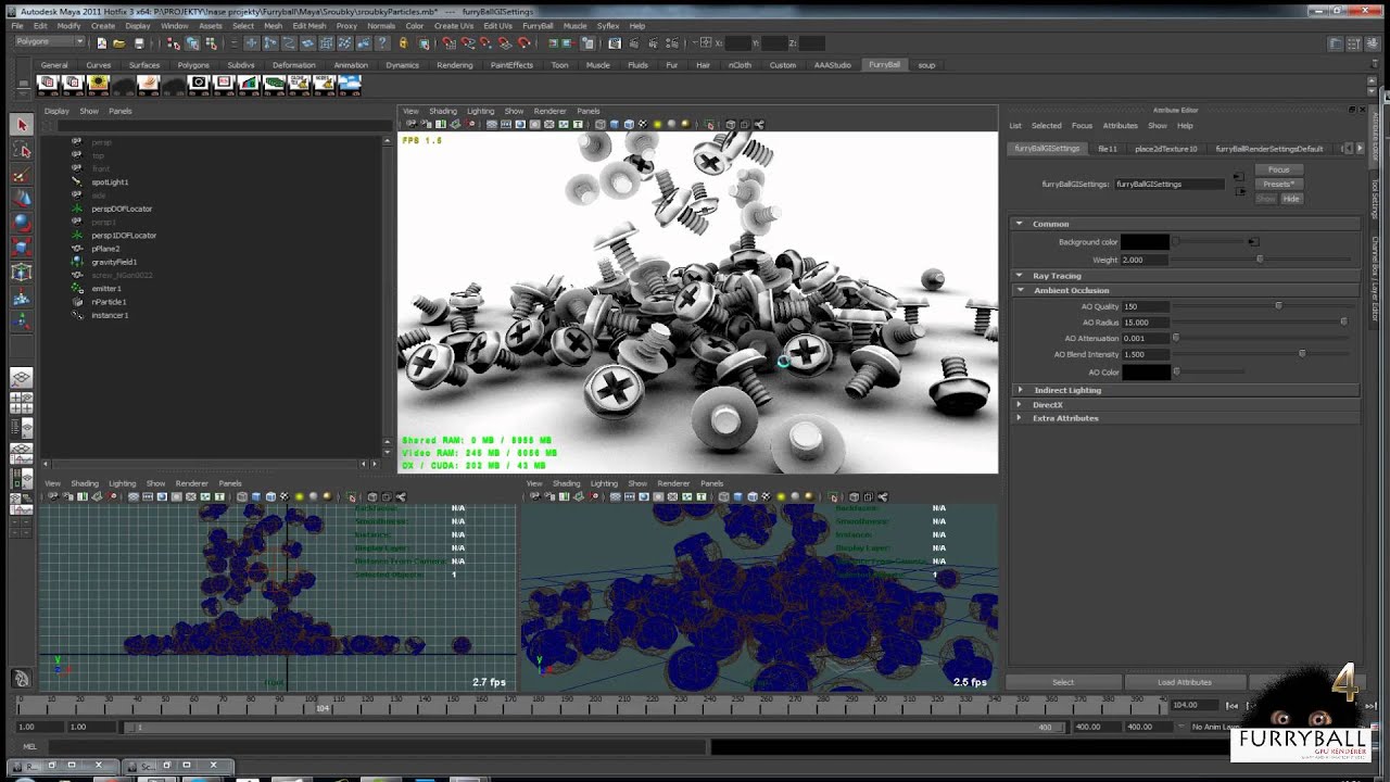 FurryBall 4 (3) for Maya - Basic Tutorial / AO and rendering to file ...