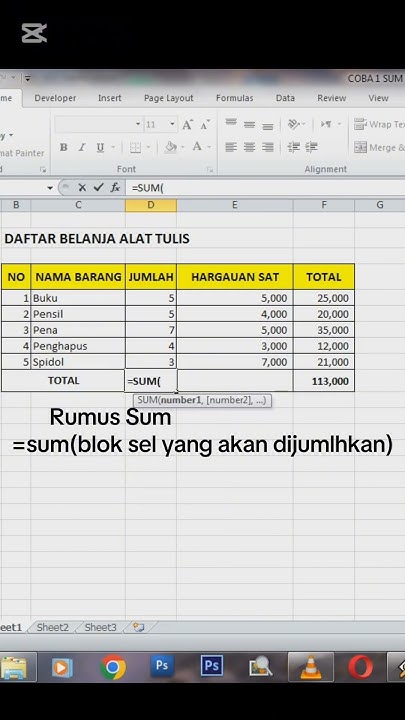 RUMUS SUM EXCEL #excel #exceltips #exceltricks - YouTube