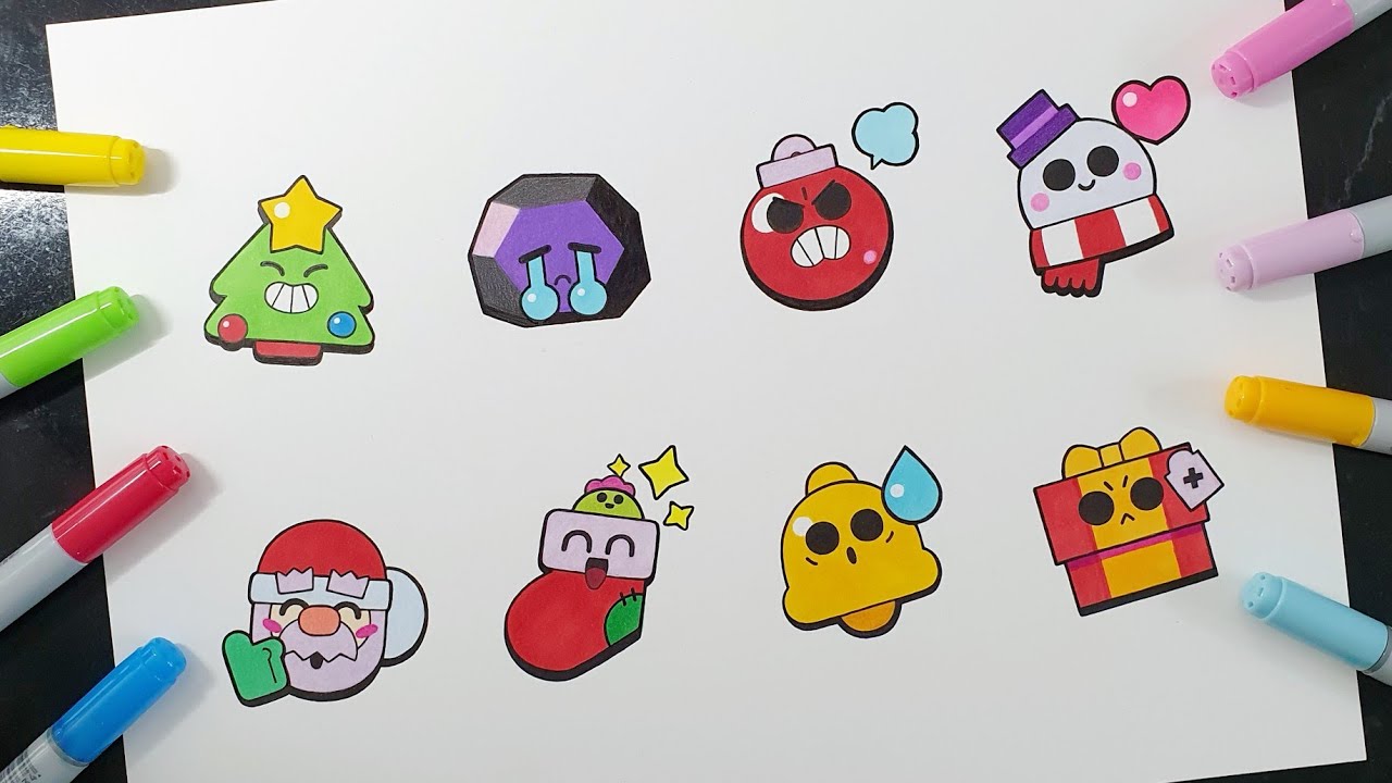 Drawing Brawlidays pins 브롤리데이 핀 그리기 - YouTube