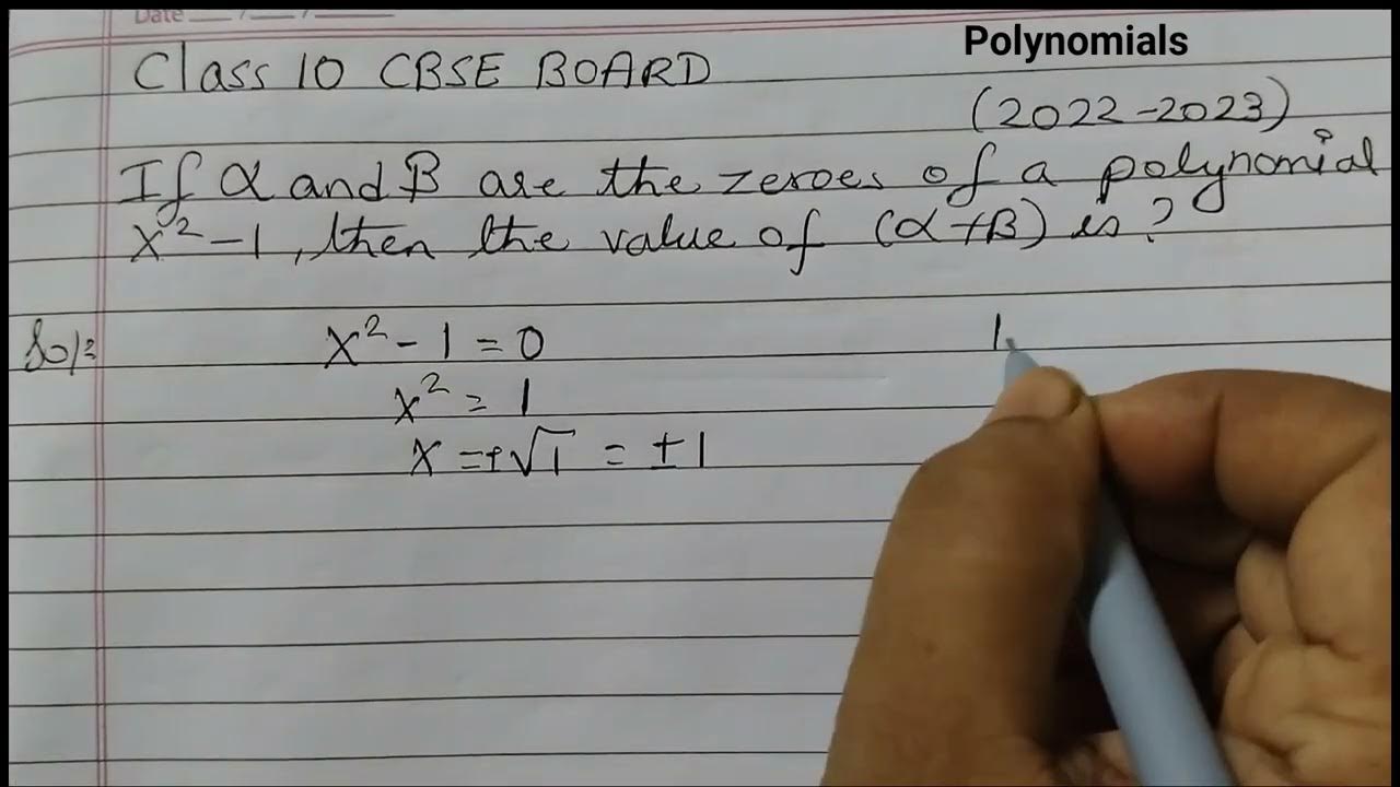 Class 10 Polynomials/ If alpha and beta are the zeros of a polynomial x squared- 1....#maths ...