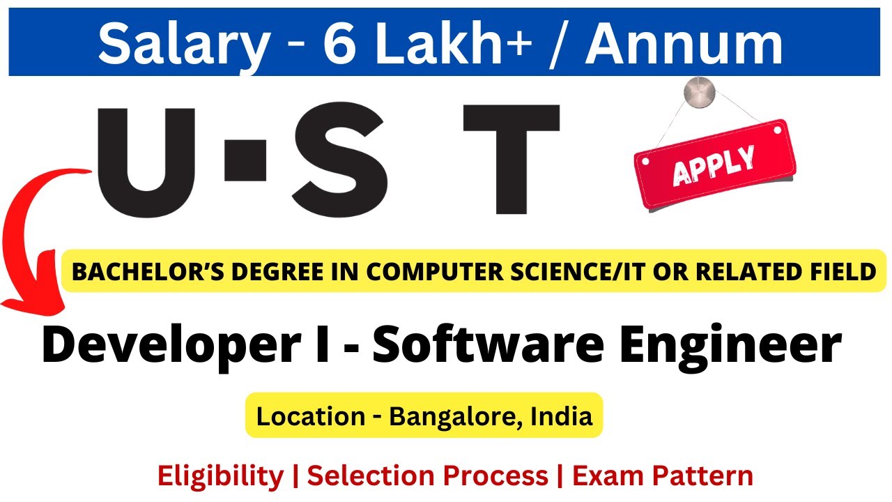 UST Global Off Campus Drive for Freshers (0-2 YOE) Developer I - Software Engineer Salary 6 LPA+ ...