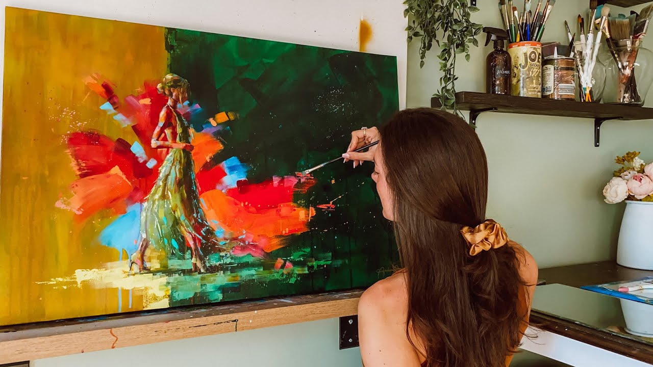 New Years Timelapse Painting of Woman Walking | 006 - YouTube